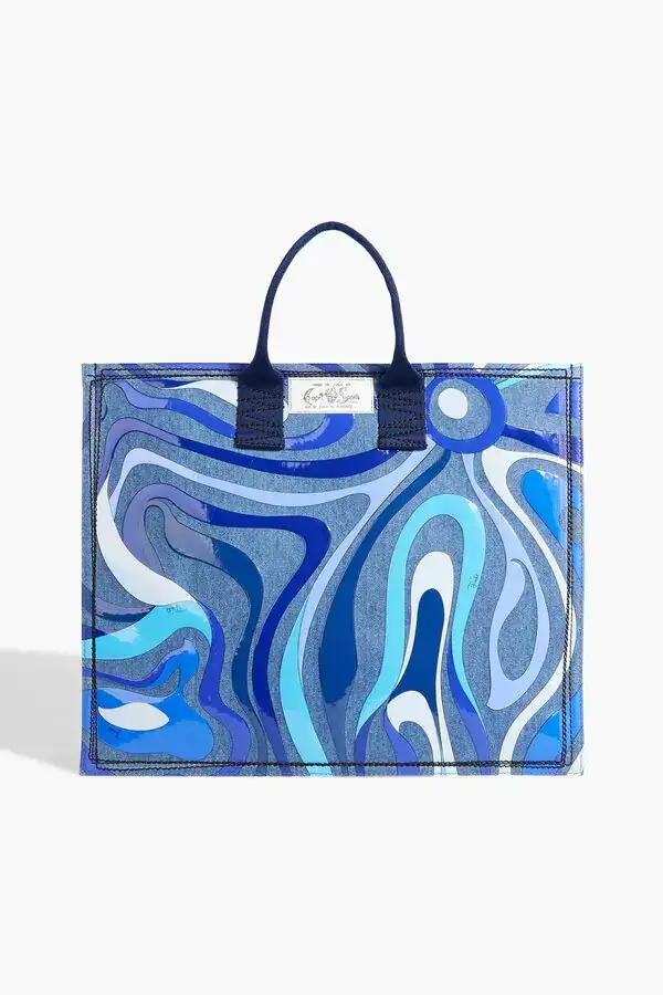 Emilio Pucci Marmo AppliquéD Denim Tote In Mid Denim - 55% Off